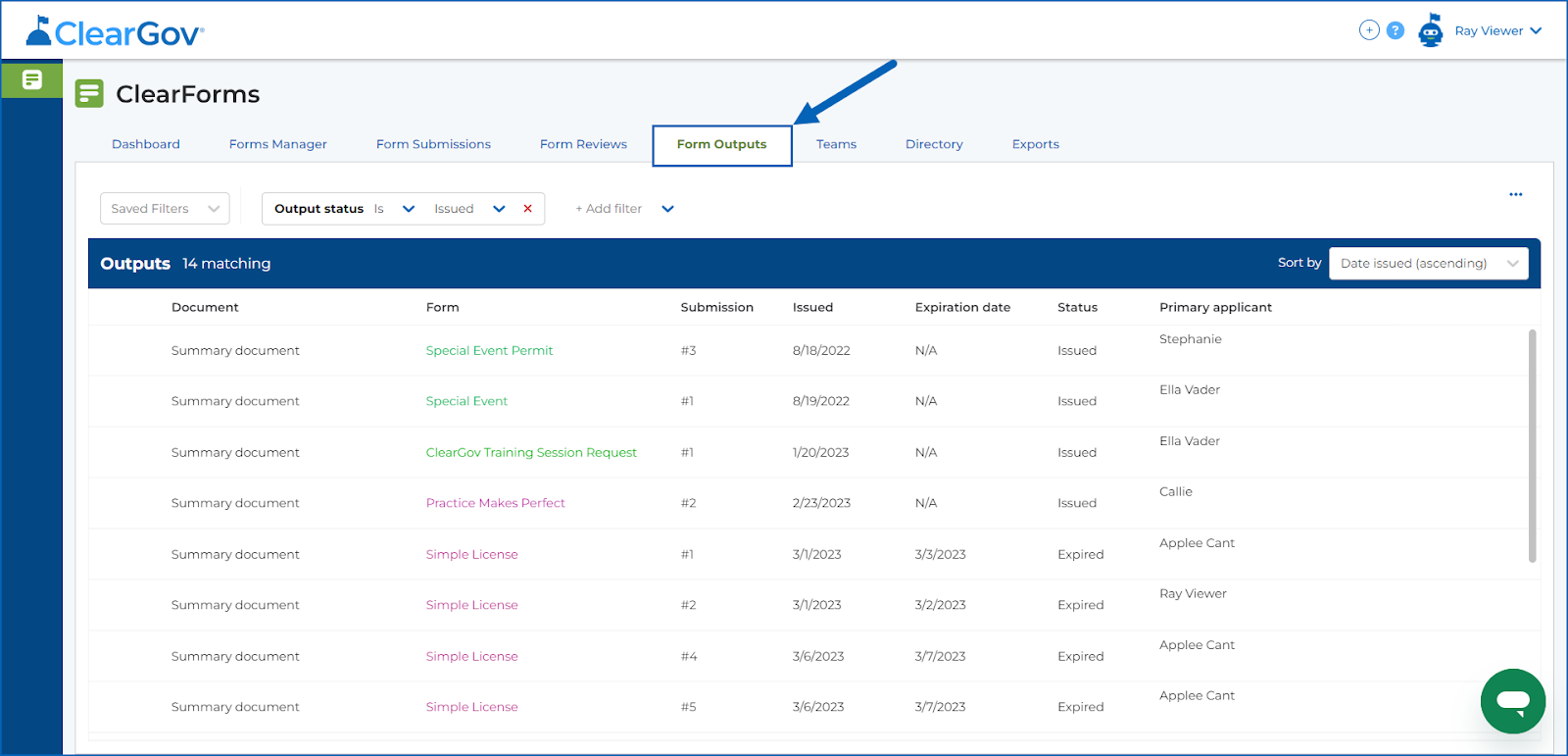 Reporting and Exporting in ClearForms – ClearGov Support Center