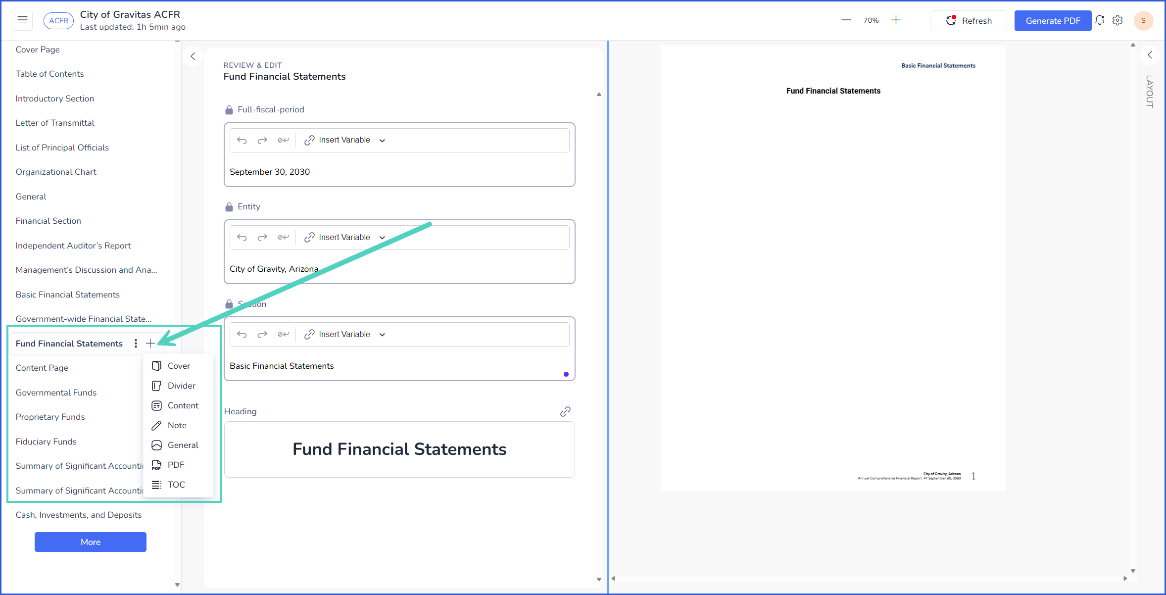 Disclosure Studio - Manage Report Sections within your ACFR – ClearGov ...